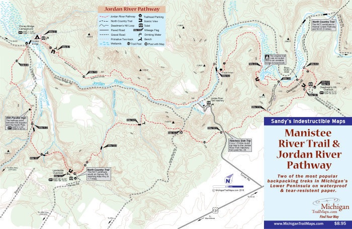Waterproof - Manistee River Trail & Jordan Pathway Map - Michigan Trail ...