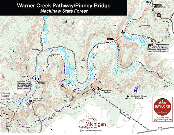 Warner Creek Pathway-Pinney Bridge Map - Michigan Trail Maps